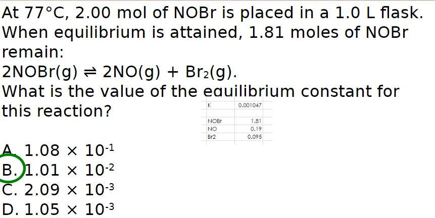 Solved At 77°C, 2.00 mol of NOBr is placed in a 1.0 L flask. | Chegg.com