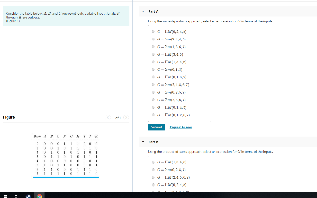 Solved Part A Consider the table below. A, B, and C | Chegg.com