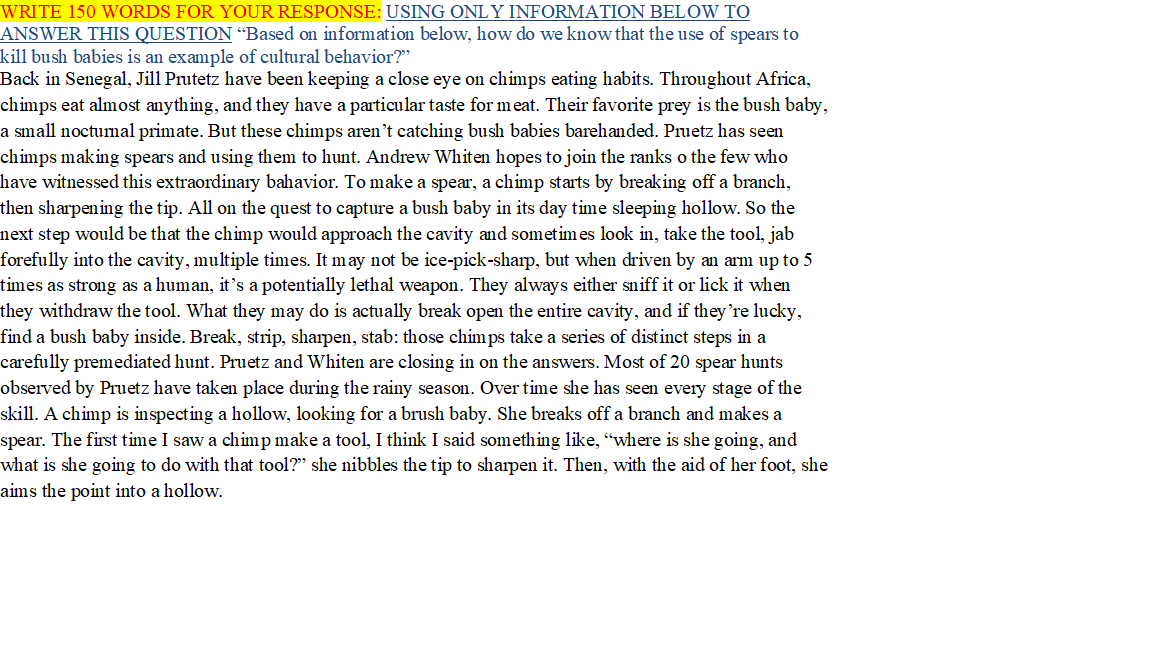 Solved WRITE 150 WORDS FOR YOUR RESPONSE: USING ONLY | Chegg.com