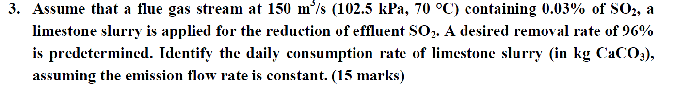 Solved limestone slurry is applied for the reduction of | Chegg.com