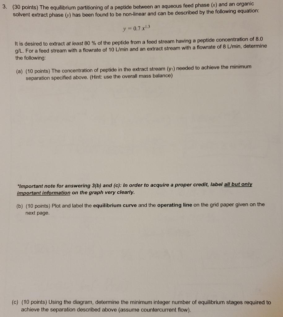 Solved 3. (30 points) The equilibrium partitioning of a | Chegg.com