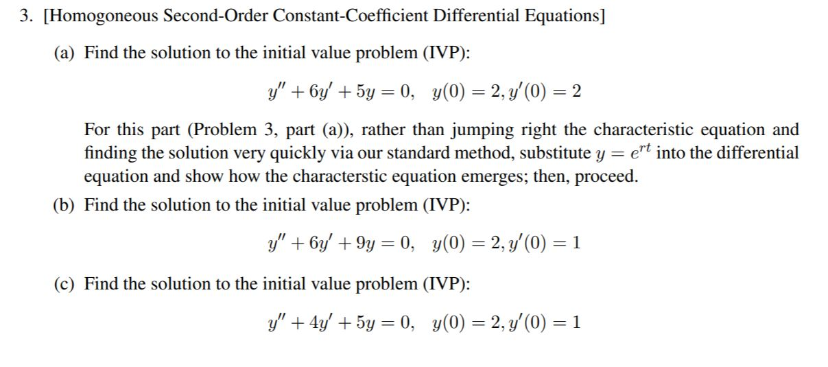 Solved 3. [Homogoneous Second-Order Constant-Coefficient | Chegg.com