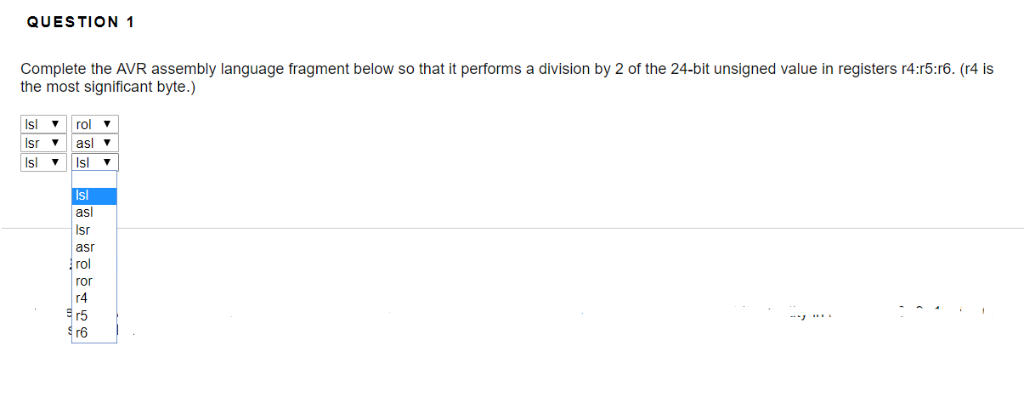 Solved QUESTION 1 Complete the AVR assembly language | Chegg.com