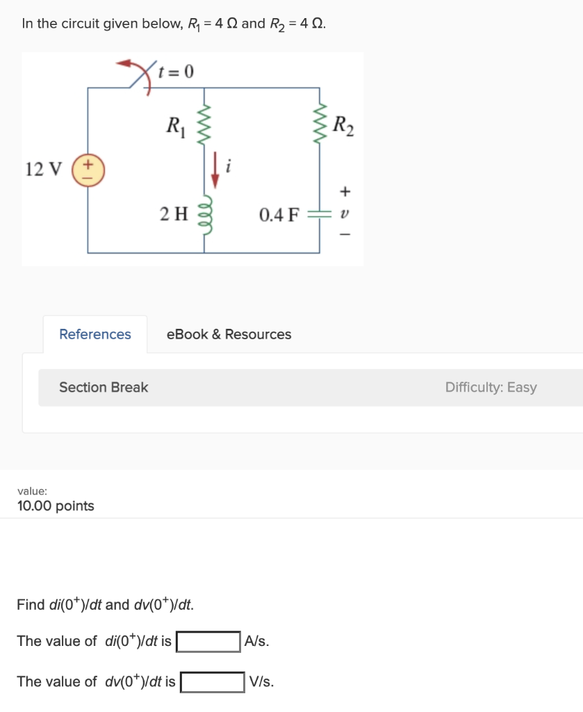 Solved In the circuit given below, R1 = 4 1 and R2 = 4 12. | Chegg.com