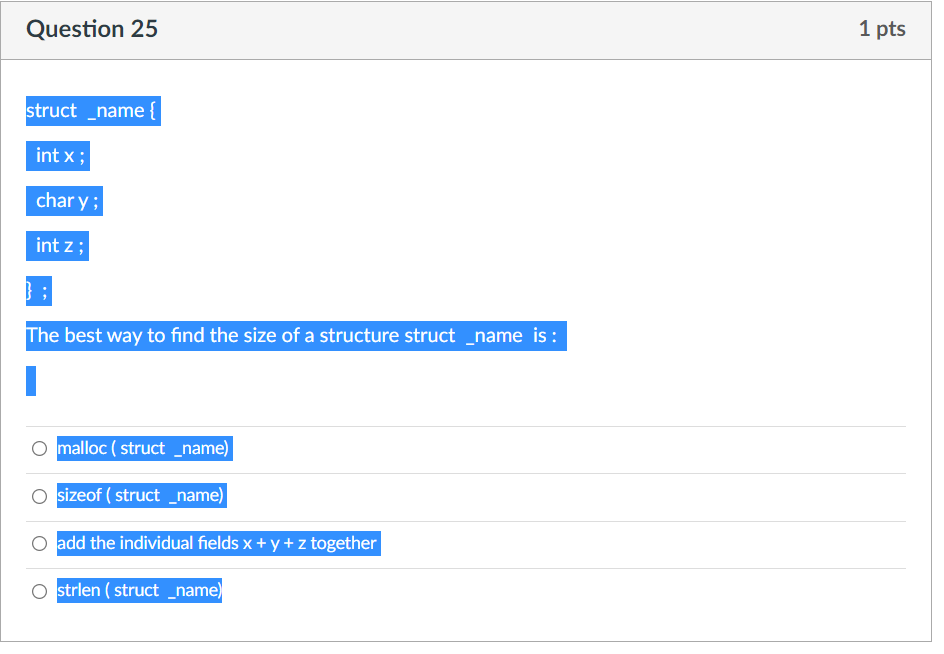 Solved Question 49 1 pts char d1 [10] = "Hello"; which | Chegg.com