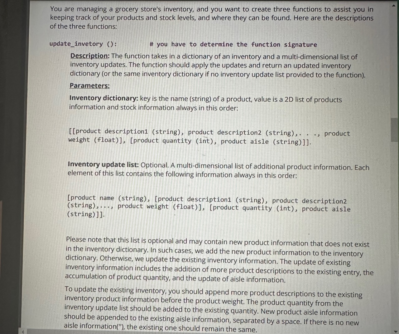 Solved 'ou are managing a grocery store's inventory, and you | Chegg.com
