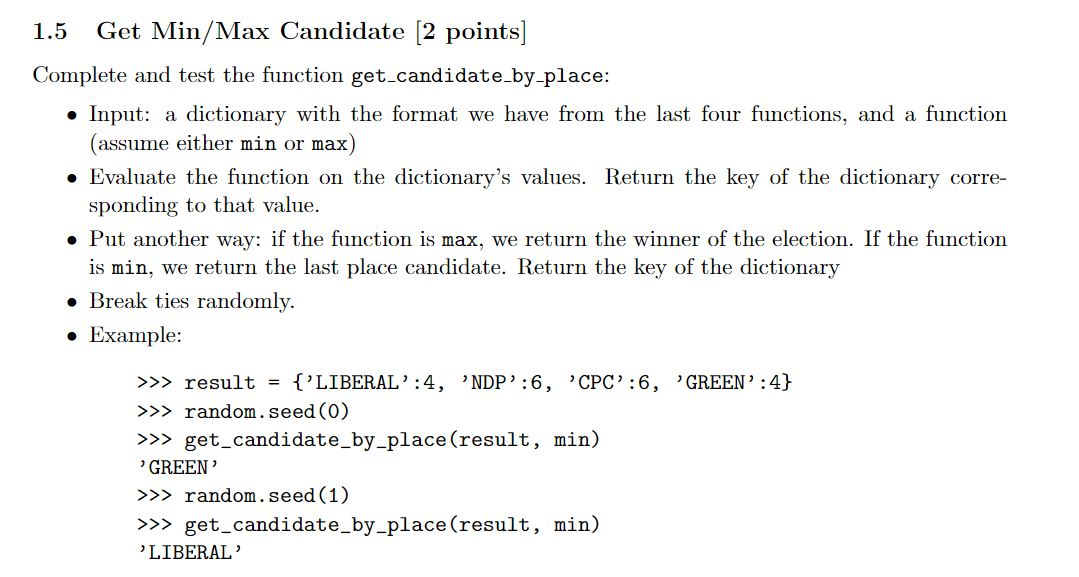 Solved 1.5 Get Min/Max Candidate (2 points] Complete and | Chegg.com