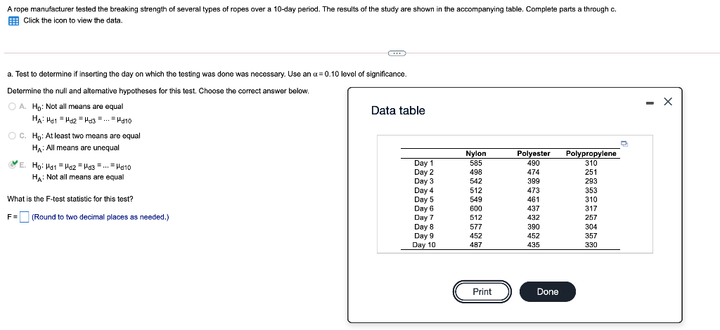 Solved A rope manufacturer tested the breaking strength of | Chegg.com