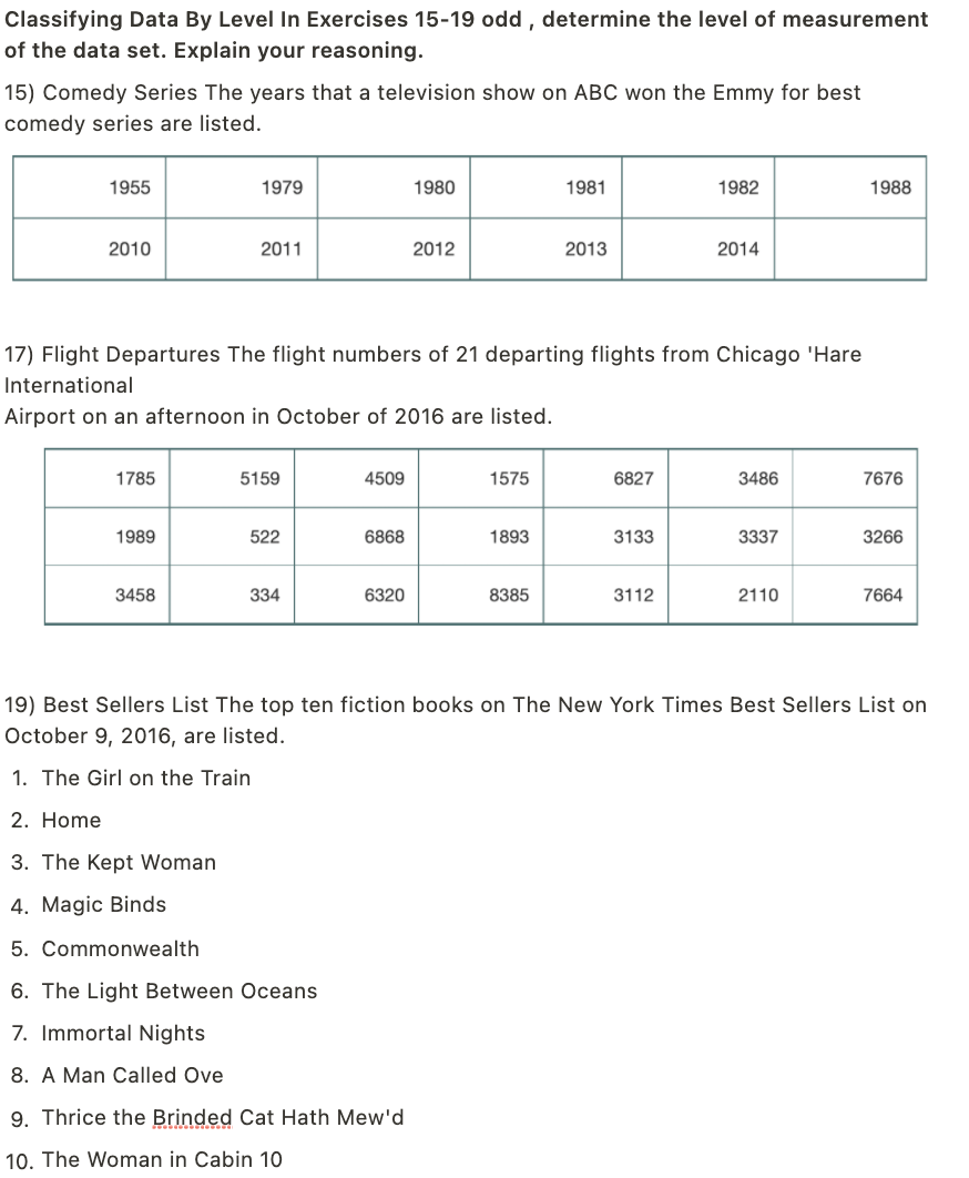 Solved Classifying Data By Level In Exercises 15-19 odd, | Chegg.com