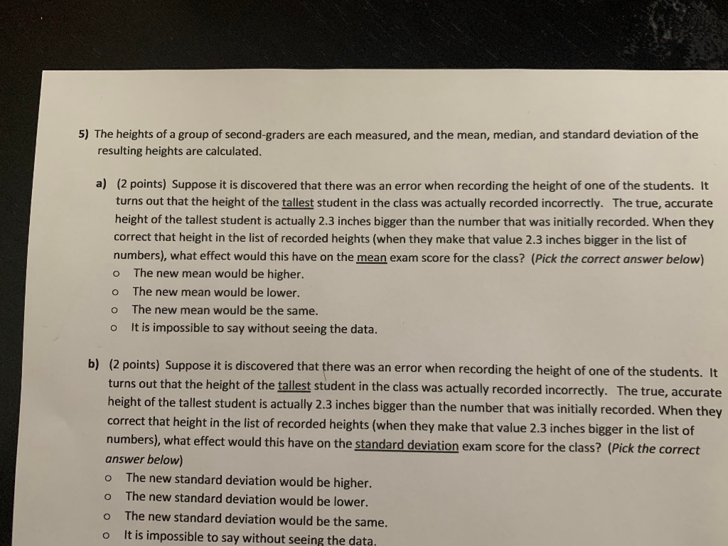 Solved 5) The heights of a group of second-graders are each | Chegg.com