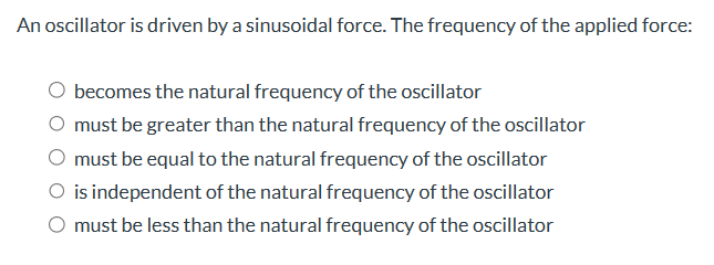Solved An oscillator is driven by a sinusoidal force. The | Chegg.com