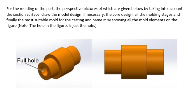 Solved For the molding of the part, the perspective pictures | Chegg.com