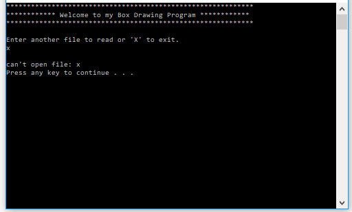 Solved Welcome to my Box Drawing Program Enter another file | Chegg.com
