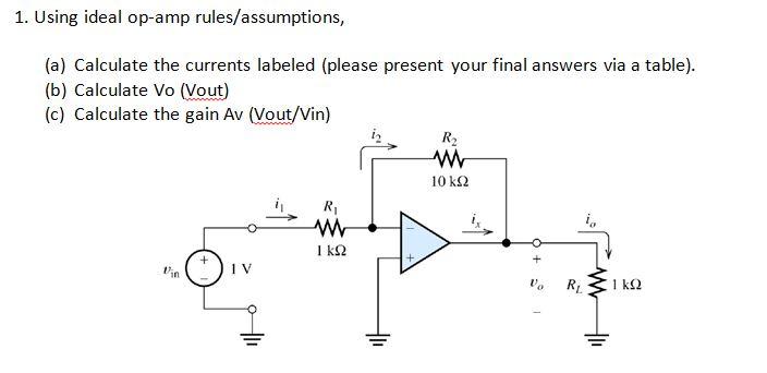 Solved 1. Using ideal op-amp rules/assumptions, (a) | Chegg.com