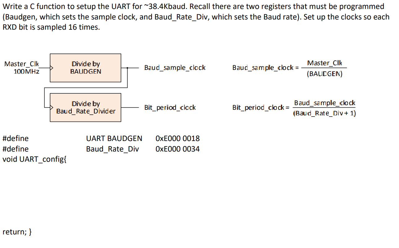 Write A C Function To Setup The Uart For ~384kbaud 