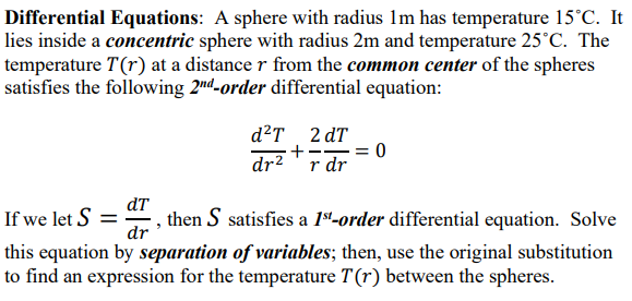 Solved Differential Equations: A sphere with radius 1m has | Chegg.com