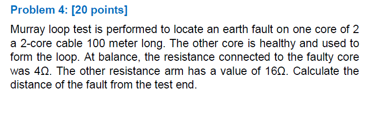Solved Problem 4: [20 points] Murray loop test is performed | Chegg.com