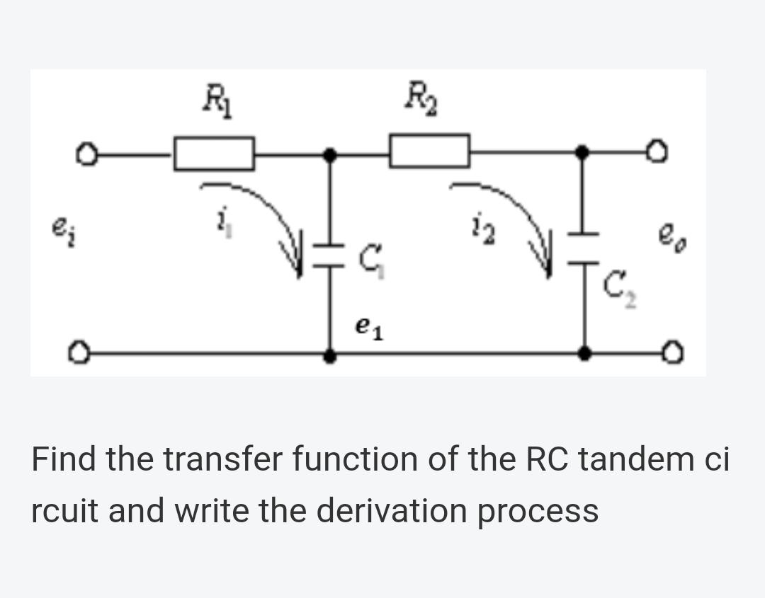 Find the transfer function of the RC tandem ci rcuit | Chegg.com