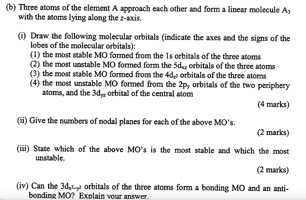 Solved (b) Three atoms of the element A approach each other | Chegg.com
