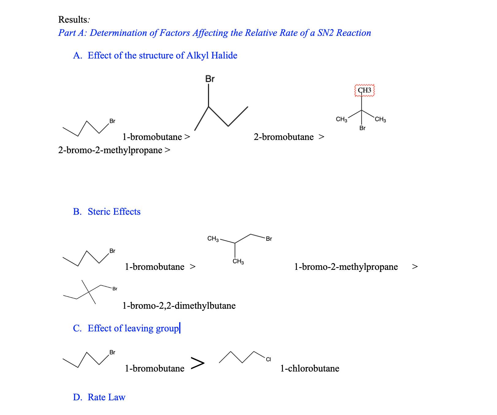 Solved Use your data to come up with a rate law for the SN2 | Chegg.com