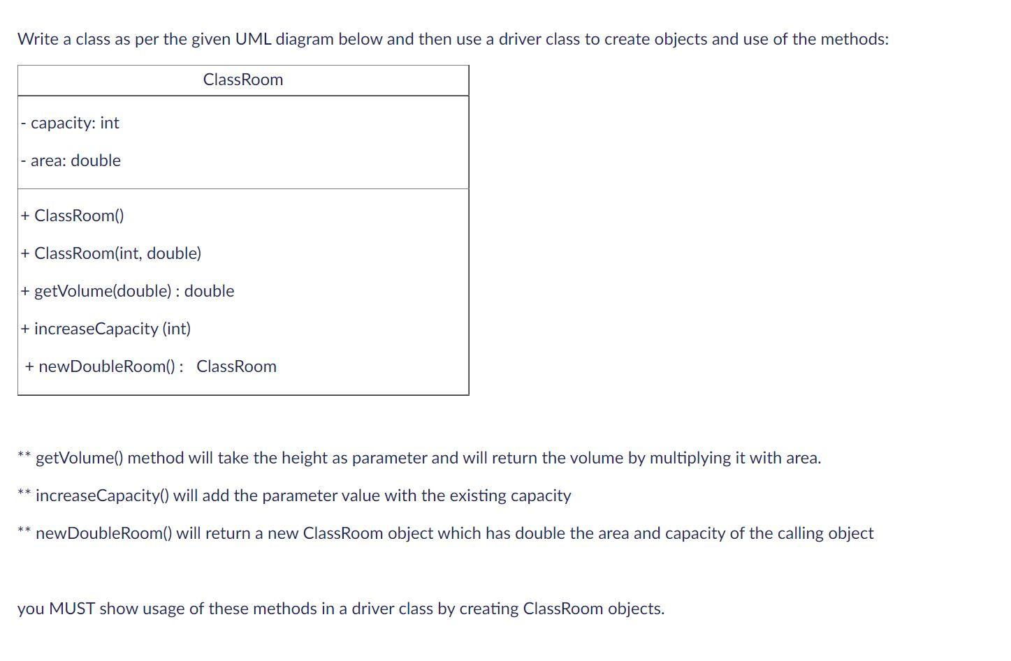 Solved Write A Class As Per The Given Uml Diagram Below And 6387
