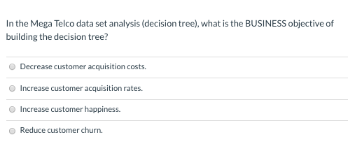 Solved In the Mega Telco data set analysis (decision tree), | Chegg.com