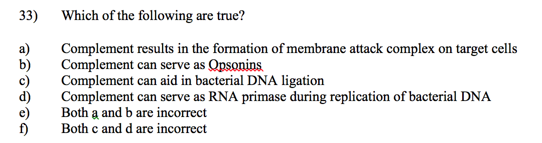 Solved 33) Which of the following are true? Complement | Chegg.com