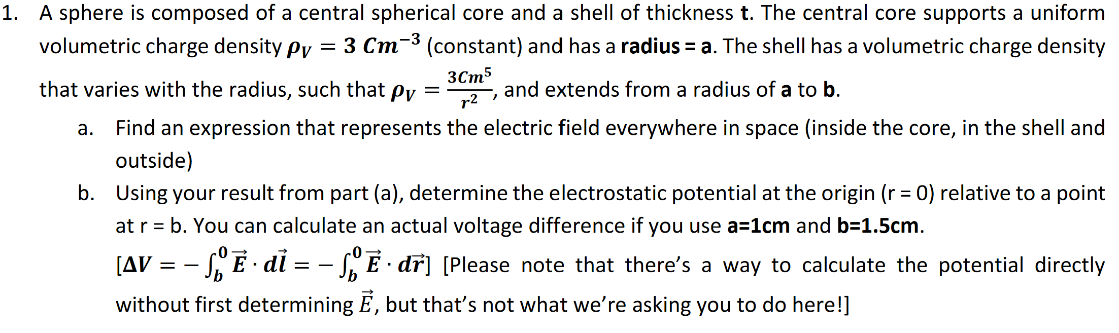 Solved 1. A sphere is composed of a central spherical core | Chegg.com