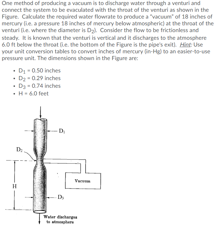 Solved One method of producing a vacuum is to discharge | Chegg.com