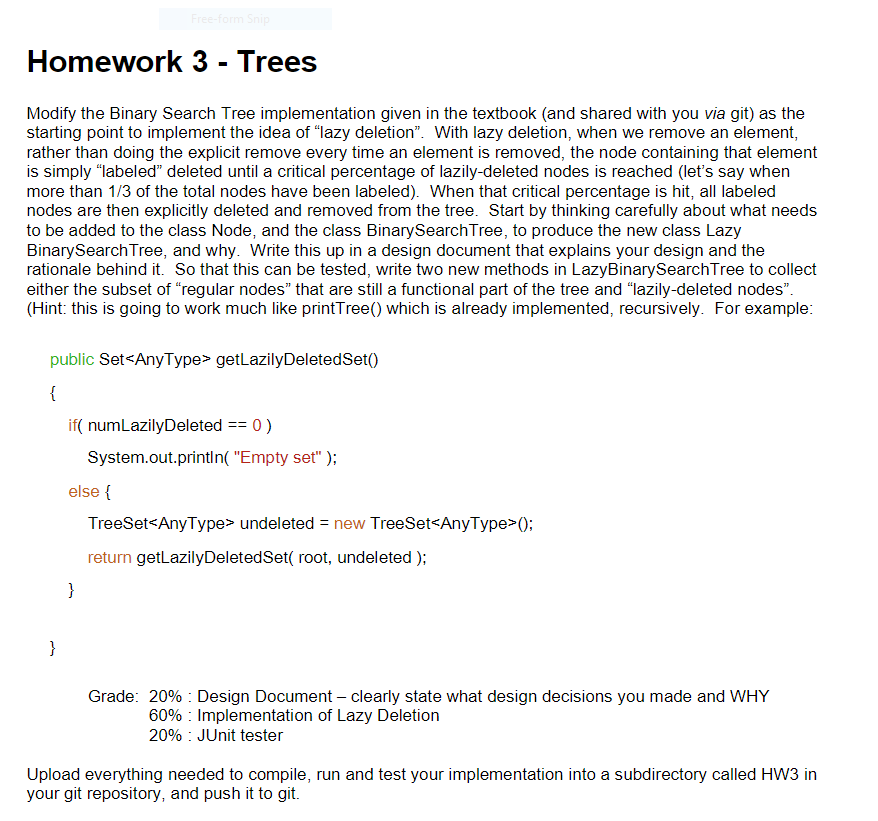 Solved Modify the Binary Search Tree implementation given in | Chegg.com