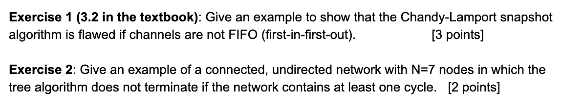 Exercise 1 (3.2 in the textbook): Give an example to | Chegg.com