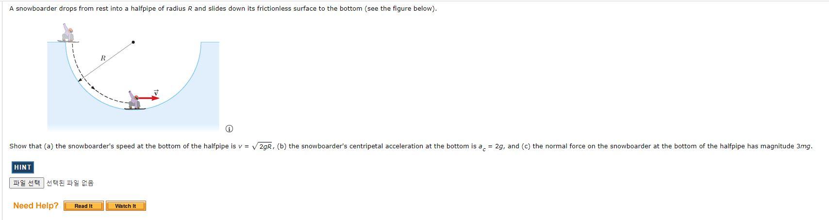 Solved A snowboarder drops from rest into a halfpipe of | Chegg.com