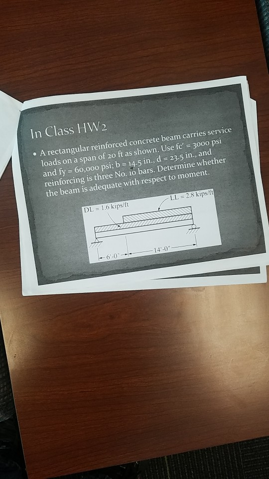 Solved In Class HW2 • A rectangular reinforced concrete beam | Chegg.com