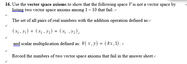Solved 16. Use the vector space axioms to show that the | Chegg.com