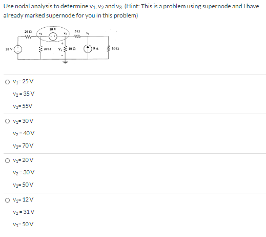 Solved Use nodal analysis to determine v1, v2 and v3 (Hint: | Chegg.com