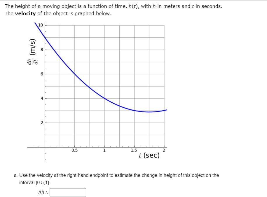Solved The height of a moving object is a function of time, | Chegg.com