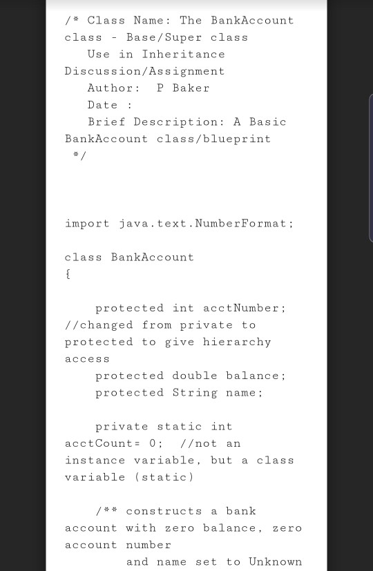 Solved 1. Download BankAccount.java and Bank.java and run. | Chegg.com