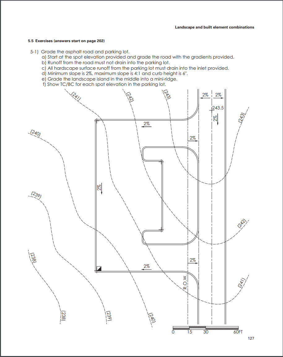 Grade the asphalt road and parking lot. ﻿a) ﻿Start at | Chegg.com