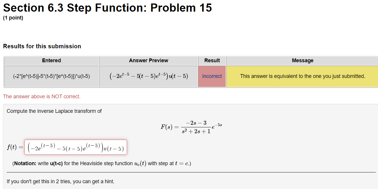 Solved Section 6.3 Step Function: Problem 15 (1 point) | Chegg.com