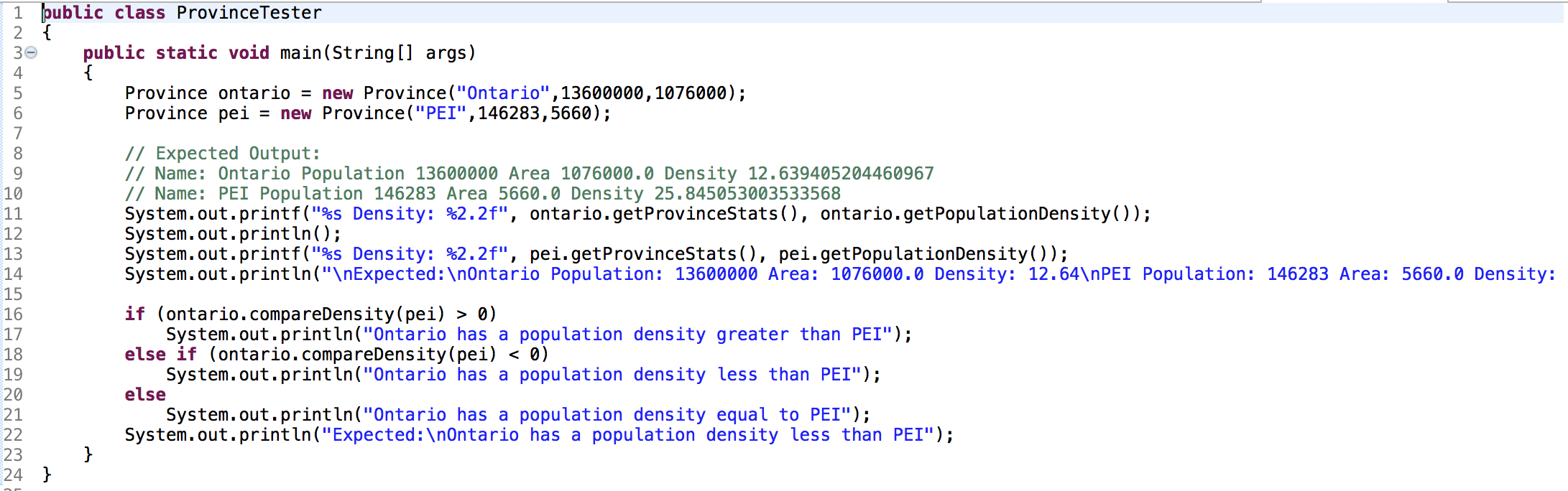 Solved 1 2 public class Province { 5 String name; int | Chegg.com
