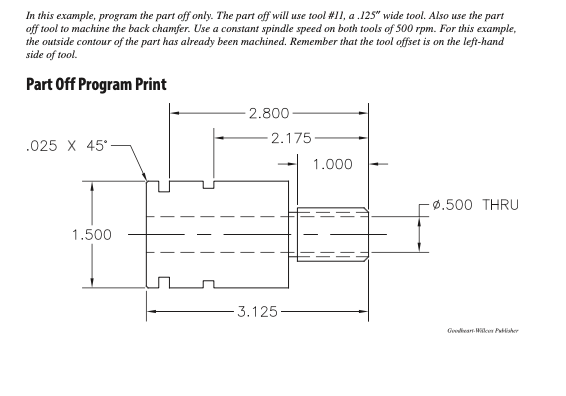 Solved In this example, program the part off only. The part | Chegg.com