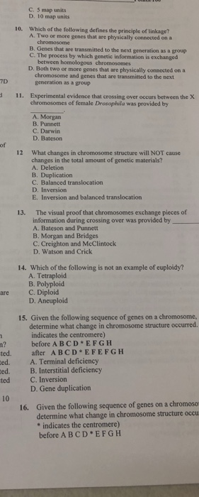 Solved C. 5 map units D. 10 map units 10. Which of the | Chegg.com