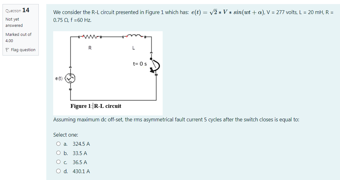 Solved We consider the R-L circuit presented in Figure 1 | Chegg.com