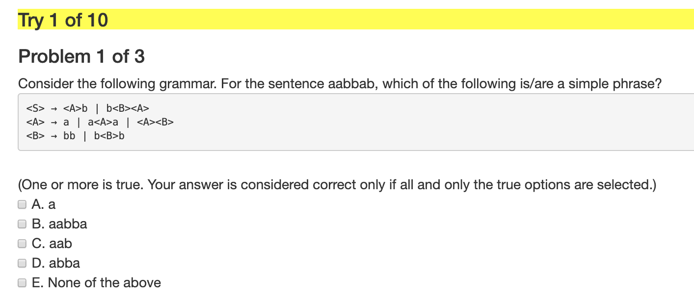 Solved Try 1 of 10 Problem 1 of 3 Consider the following | Chegg.com