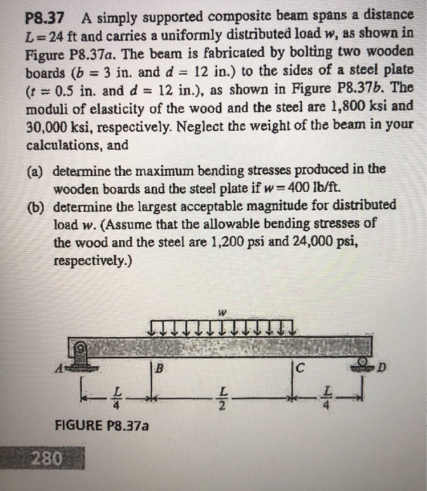 Solved P8.37 A simply supported composite beam spans a | Chegg.com