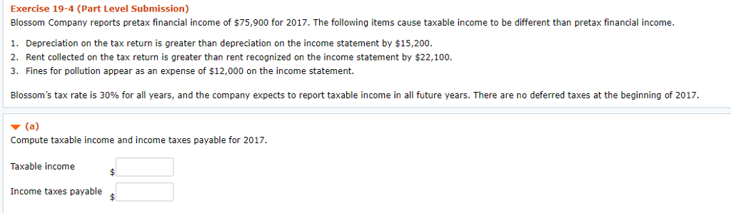 Solved Exercise 19-4 (Part Level Submission) Blossom Company | Chegg.com