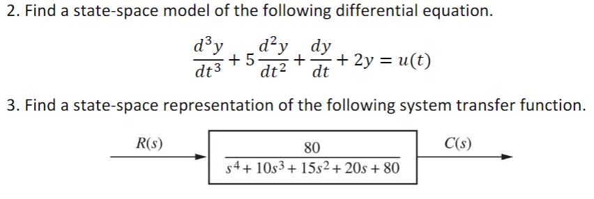 Solved 2. Find a state-space model of the following | Chegg.com