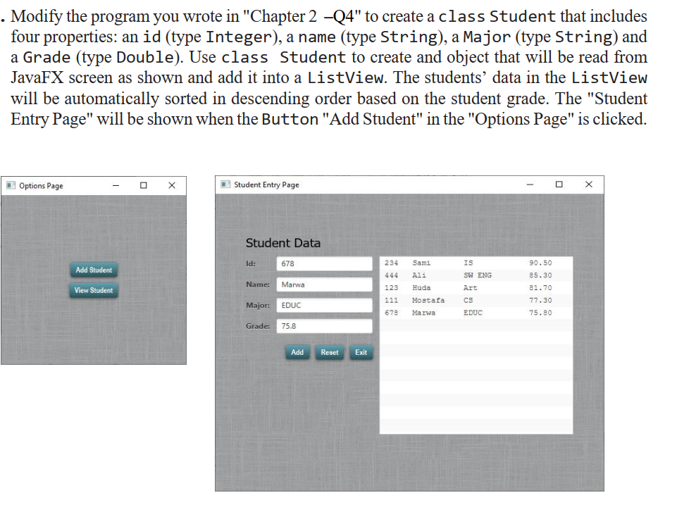 javaFX program that is chater2 - Q4 and that Q3 part | Chegg.com