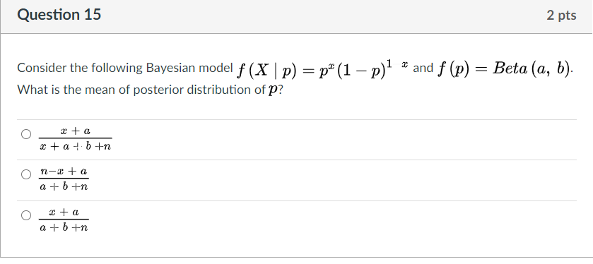 Solved Question 15 2 pts Consider the following Bayesian | Chegg.com