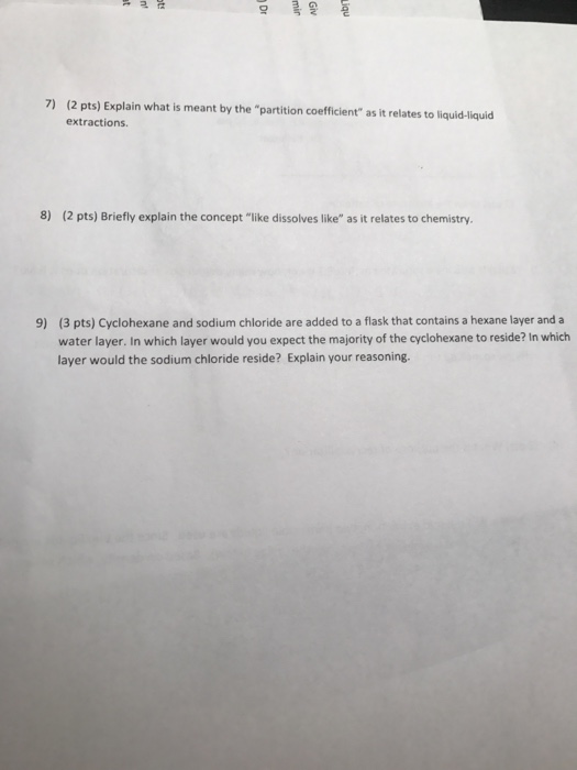 Solved Explain what is meant by the "partition coefficient" | Chegg.com